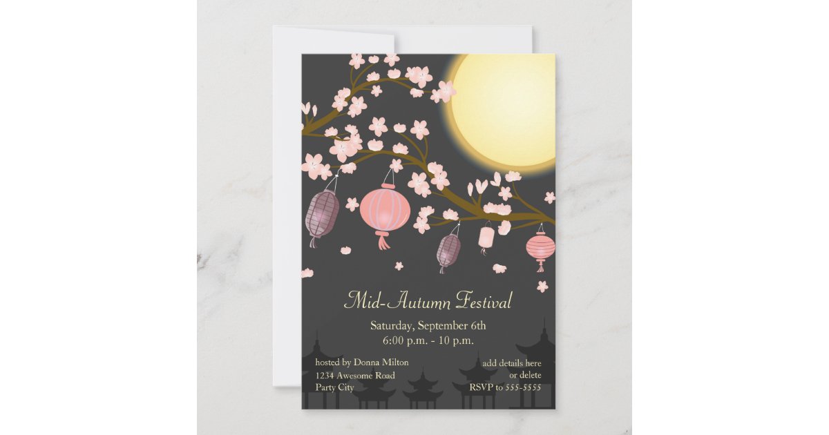Mid Autumn Festival Flowering Tree Lanterns Invitation | Zazzle