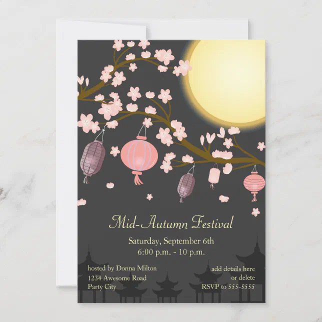 Mid Autumn Festival Flowering Tree Lanterns Invitation | Zazzle