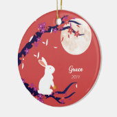 Mid Autumn Festival Full Moon Rabbit Ceramic Ornament | Zazzle