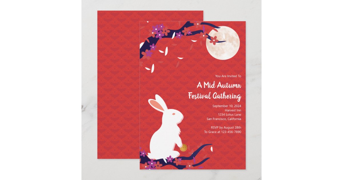 Mid Autumn Festival Red Invitation | Zazzle