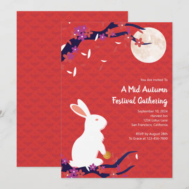 Mid Autumn Festival Red Invitation | Zazzle