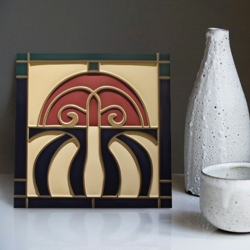 Mid-Century Abstract Arts And Crafts Movement Ceramic Tile | Zazzle