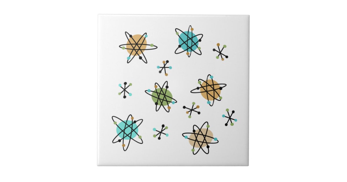 Mid-Century Atomic Ceramic Tile | Zazzle