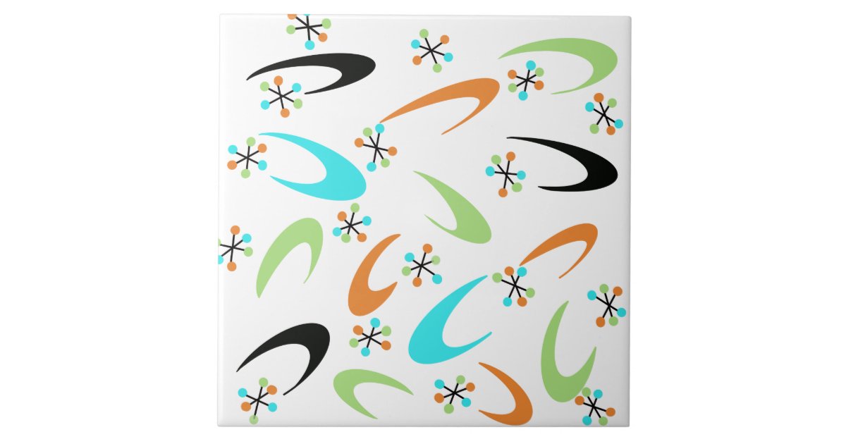 Mid-Century Atomic Ceramic Tile | Zazzle