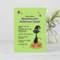 Mid-Century Atomic Halloween Cat Invitation | Zazzle