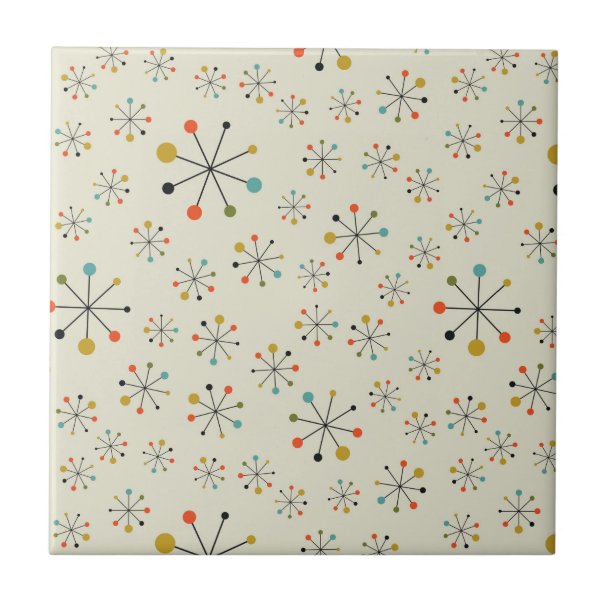 Mid-Century Atomic Inspired Pattern Fabric | Zazzle