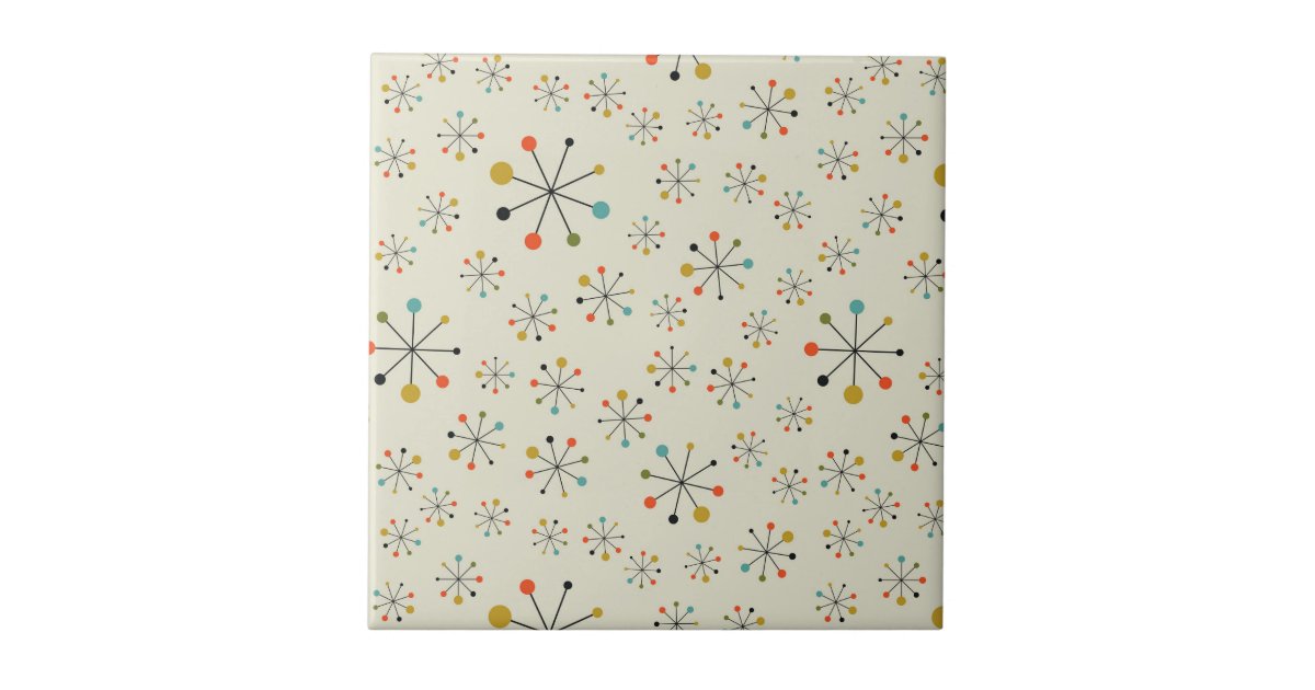 Mid-Century Atomic Inspired Pattern Ceramic Tile | Zazzle