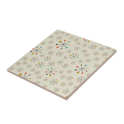 Mid-Century Atomic Inspired Pattern Ceramic Tile | Zazzle