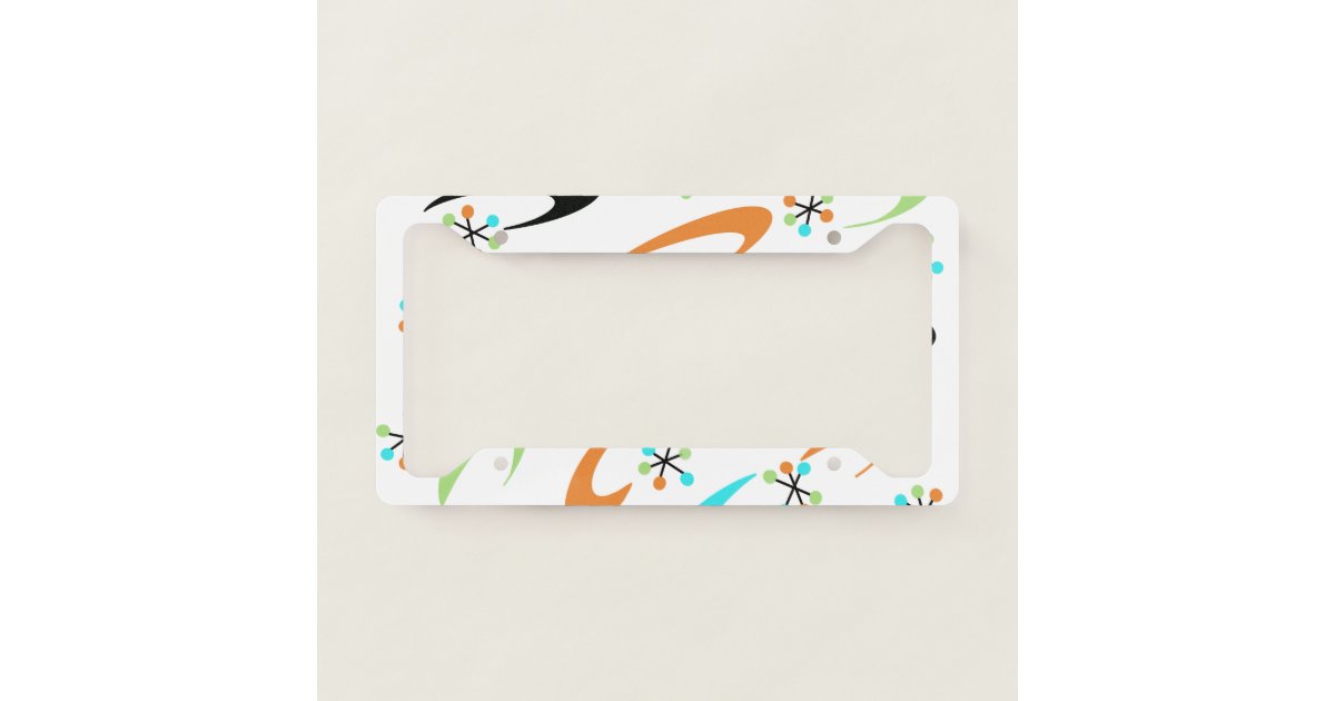 Mid-Century Atomic License Plate Frame | Zazzle