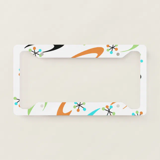 Mid-Century Atomic License Plate Frame | Zazzle
