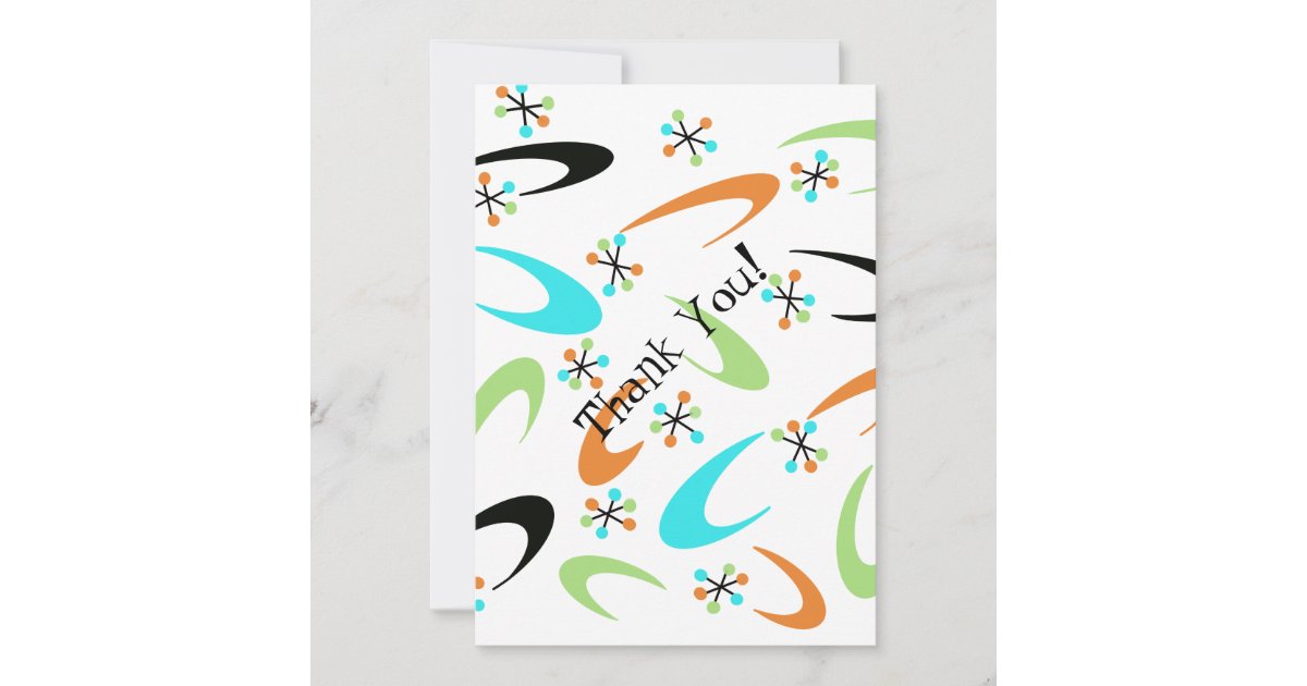 Mid-Century Atomic Thank You Card | Zazzle