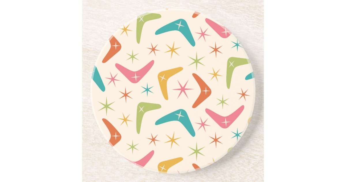Mid Century Boomerang with Retro starbursts Coaster | Zazzle