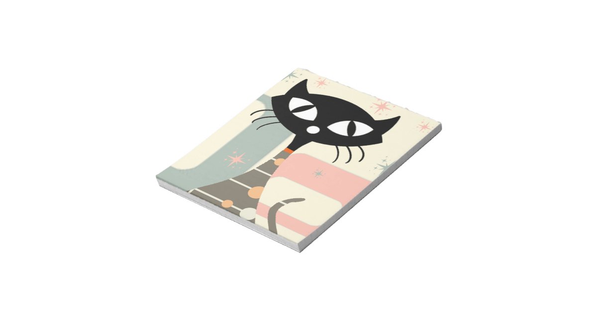 Mid Century Cat Mid-Century Modern Notepad | Zazzle
