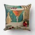 Mid Century Christmas Cocktail Party Happy Hour Throw Pillow | Zazzle
