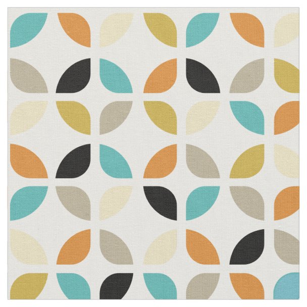 Mid Century Mod Geometric Link Pattern Fabric | Zazzle