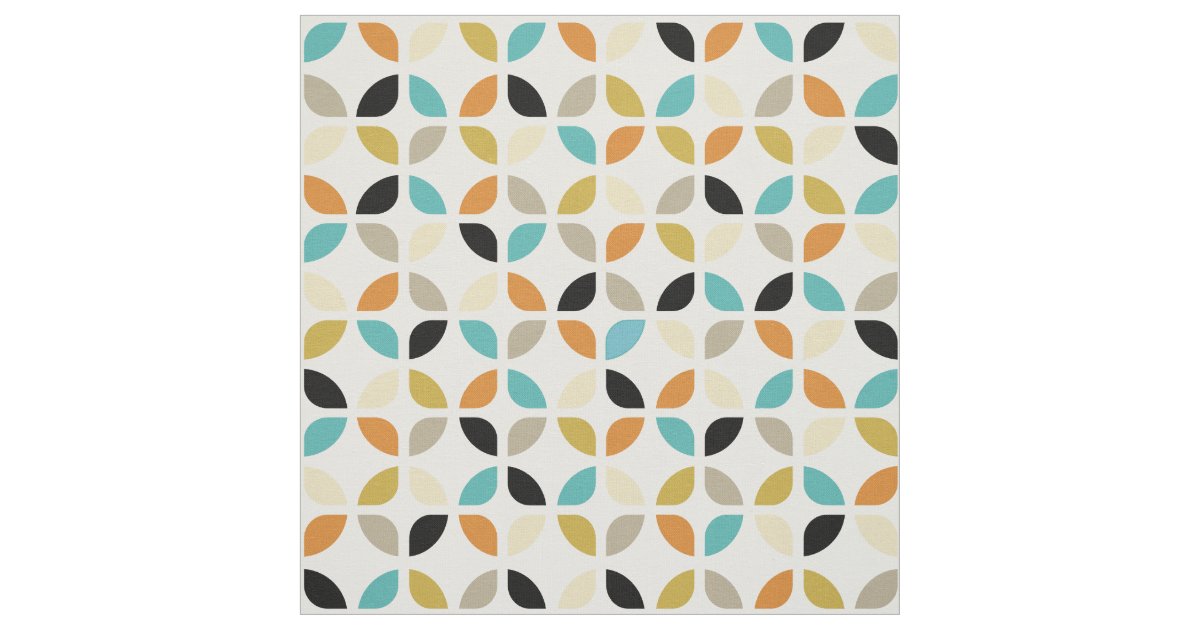 Mid Century Colorful Geometric Circles Pattern Fabric | Zazzle
