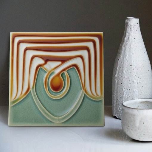 Mid-Century Flower Symmetry Arts Crafts Movement Ceramic Tile | Zazzle