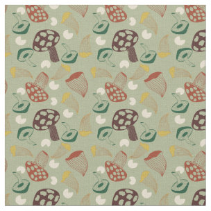 Mid Century Mushroom Retro Pattern Fabric | Zazzle