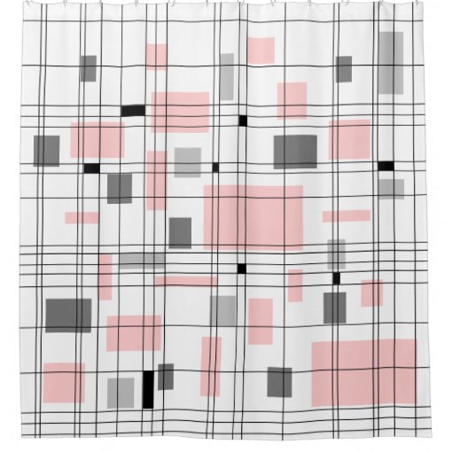 Mid Century Grid Shower Curtain | Zazzle