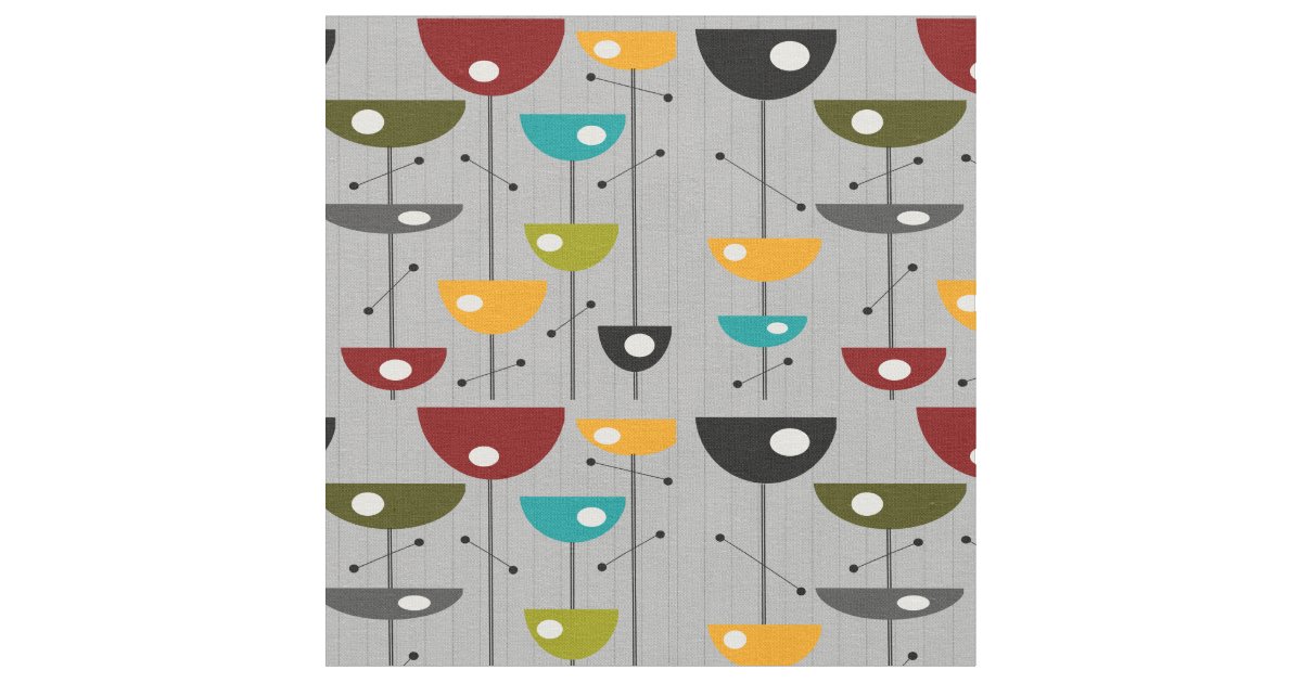 Mid-Century Half Moons Floral Fabric | Zazzle