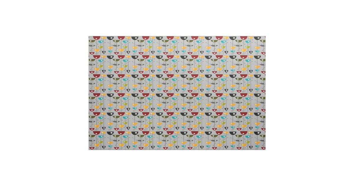 Mid-Century Half Moons Floral Fabric | Zazzle
