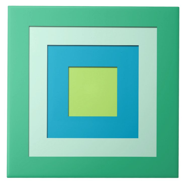 Mid-Century layered squares - jade green Ceramic Tile | Zazzle