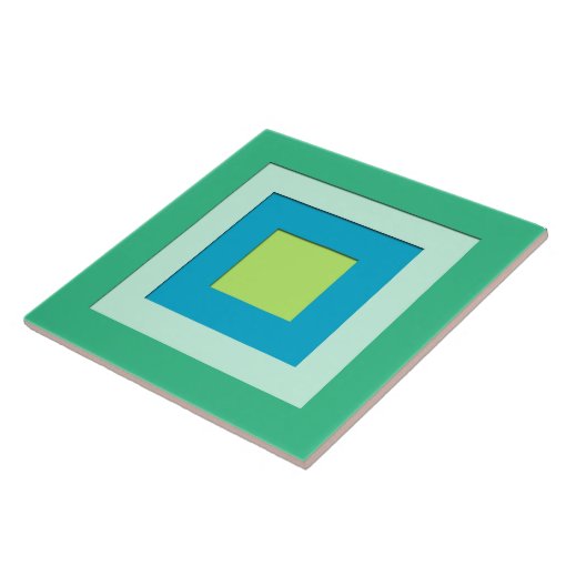 Mid-Century layered squares - jade green Ceramic Tile | Zazzle