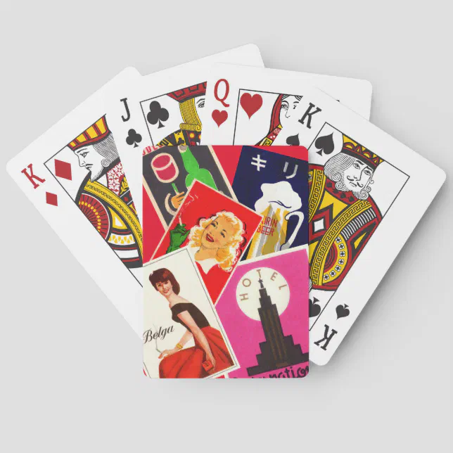Mid Century Matchbox Cover Art Poker Cards | Zazzle