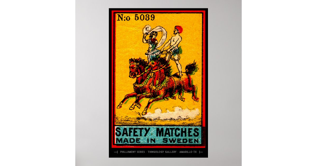 Mid Century Matchbox Cover Art Poster | Zazzle