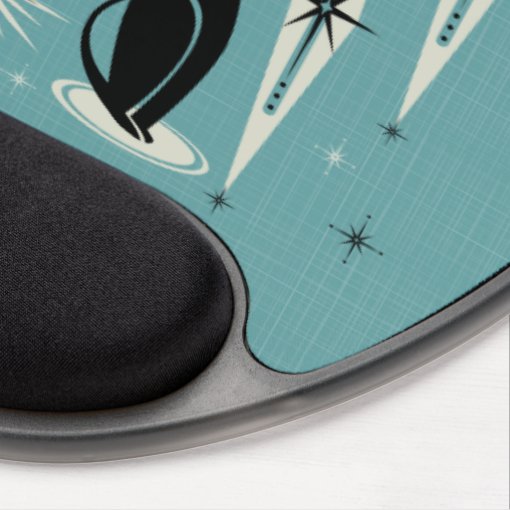 Mid Century Meow Retro Atomic Cats on Blue Gel Mouse Pad | Zazzle