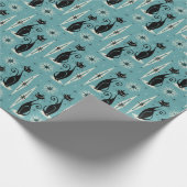 Mid Century Meow Retro Atomic Cats on Blue Wrapping Paper | Zazzle