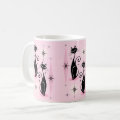 Mid Century Meow Retro Atomic Cats on Cool Pink Coffee Mug | Zazzle