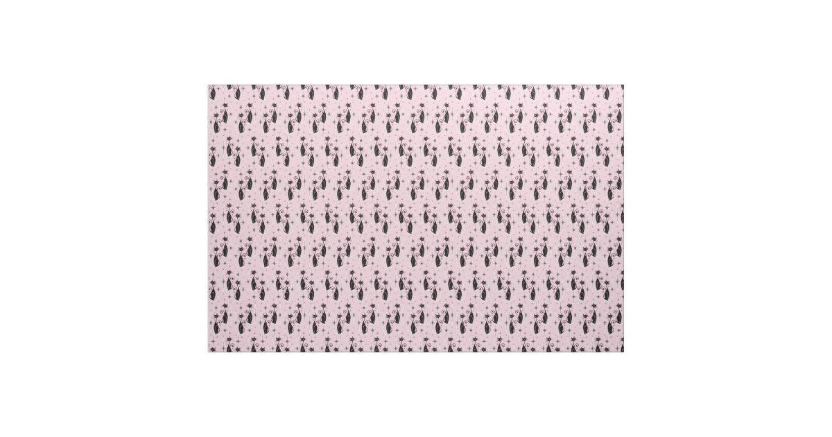 Mid Century Meow Retro Atomic Cats on Cool Pink Fabric | Zazzle