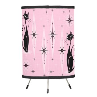 Mid Century Meow Retro Atomic Cats on Cool Pink Tripod Lamp | Zazzle