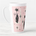 Mid Century Meow Retro Atomic Cats on Warm Pink Latte Mug | Zazzle