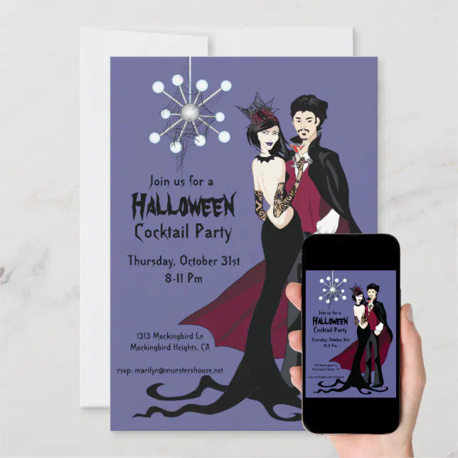 Mid-Century Mod Atomic Halloween Party Invitation | Zazzle