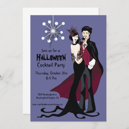 Mid-Century Mod Atomic Halloween Party Invitation | Zazzle