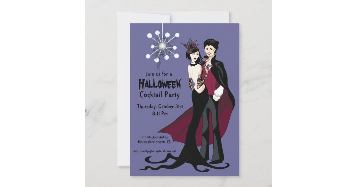 Mid-Century Mod Atomic Halloween Party Invitation | Zazzle