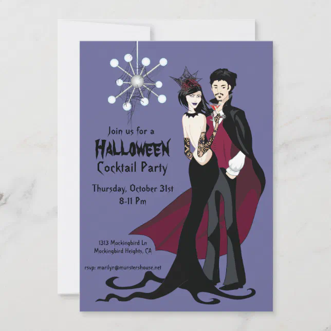 Mid-Century Mod Atomic Halloween Party Invitation | Zazzle