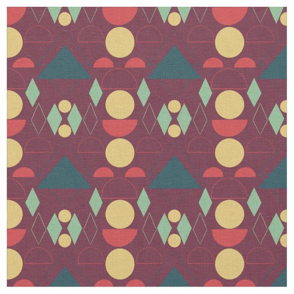 Mid Century Mod Geometric Link Pattern Fabric | Zazzle