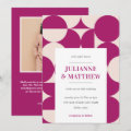Mid Century mod Purple Circle Scallop QR PHOTO Invitation | Zazzle