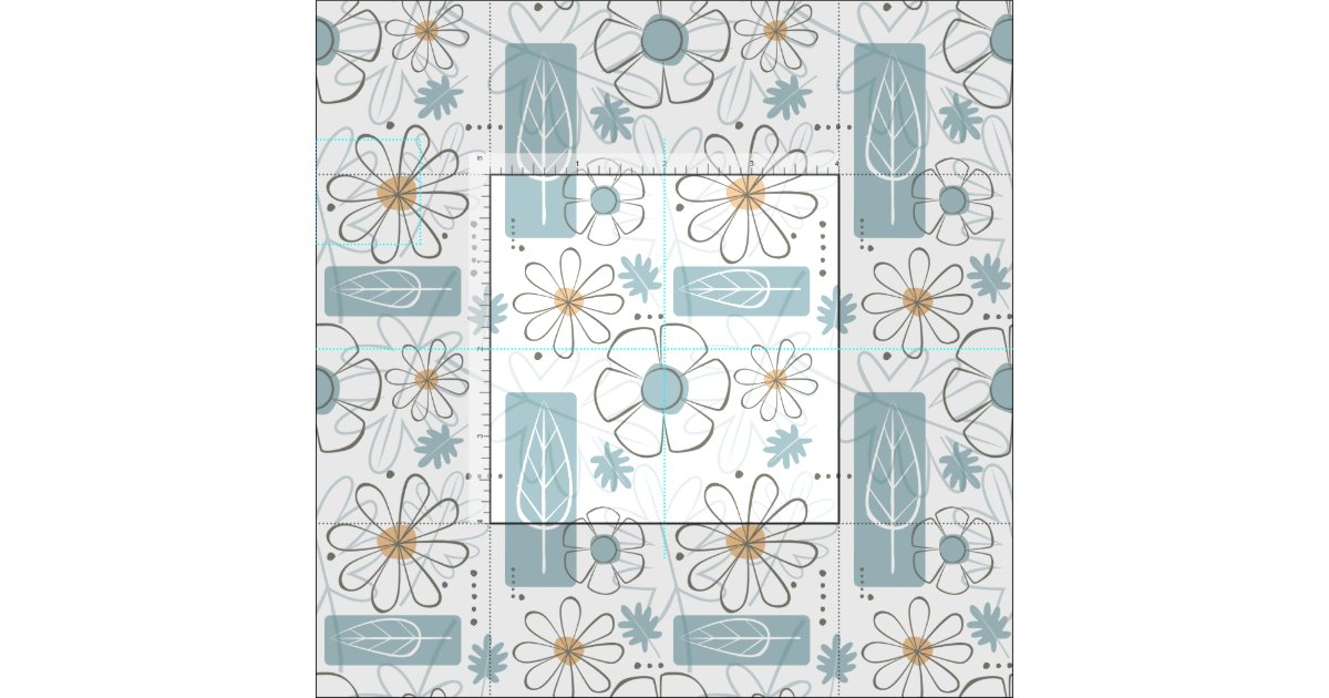 Mid Century Modern 50s Floral Print Fabric | Zazzle