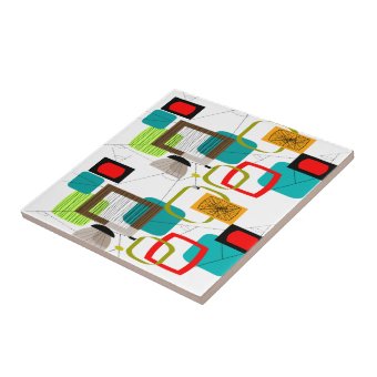 Mid-Century Modern Abstract Design Tile | Zazzle