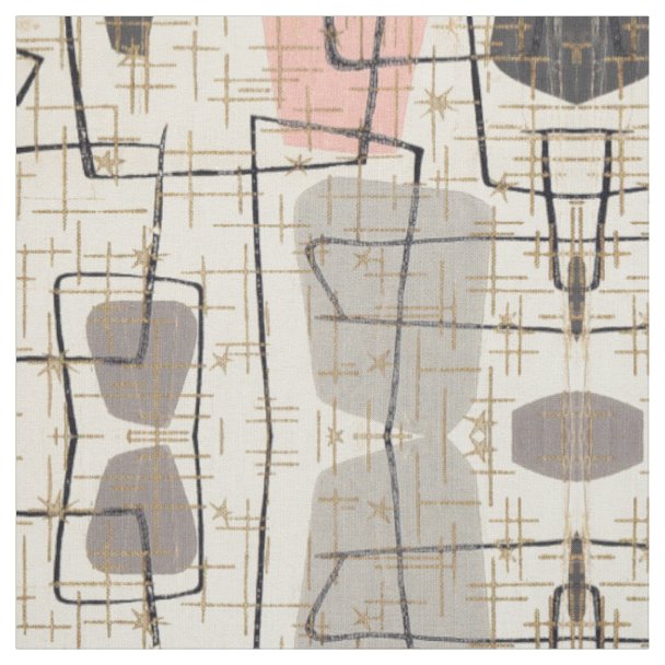 Vintage 1950s Atomic Mid-Century Modern Design Fabric | Zazzle