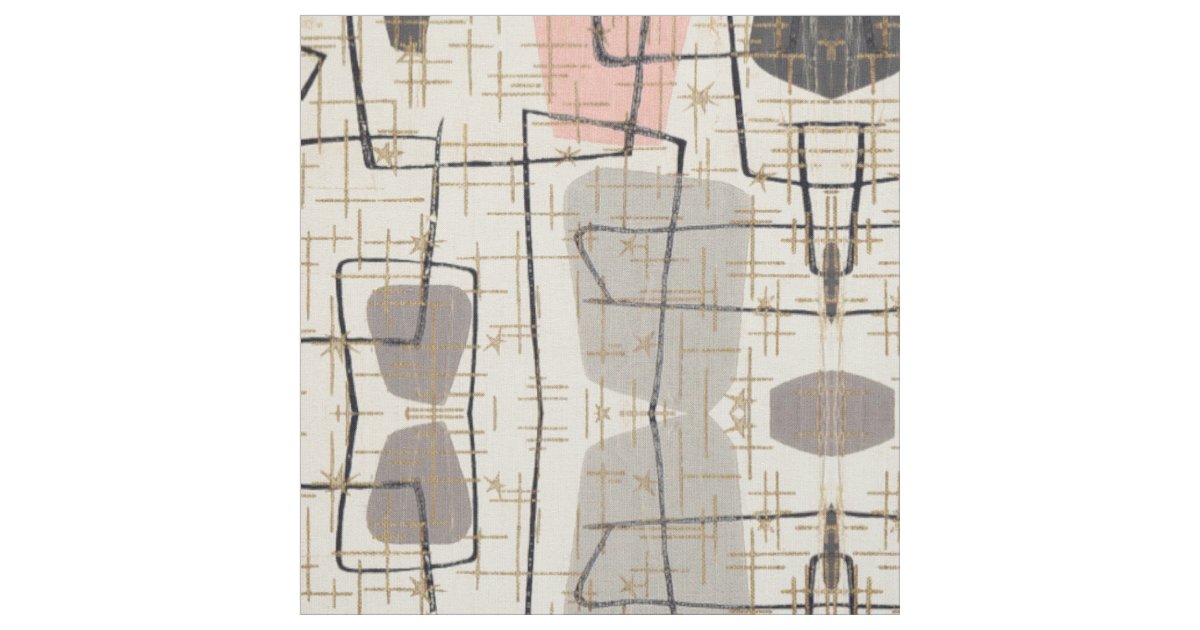Mid Century Modern Abstract Fabric | Zazzle