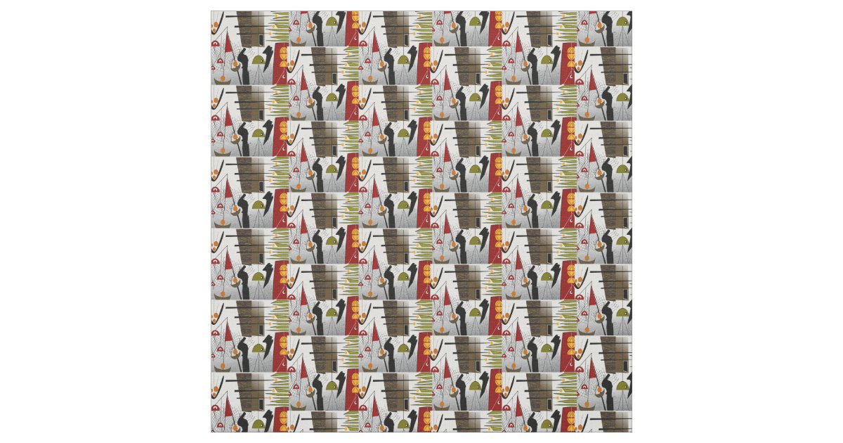 Mid-Century Modern Abstract Fabric | Zazzle