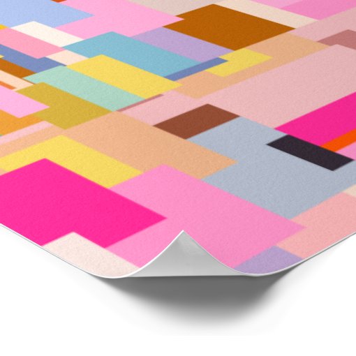 Mid Century Modern Abstract Geometric Color Block Poster | Zazzle