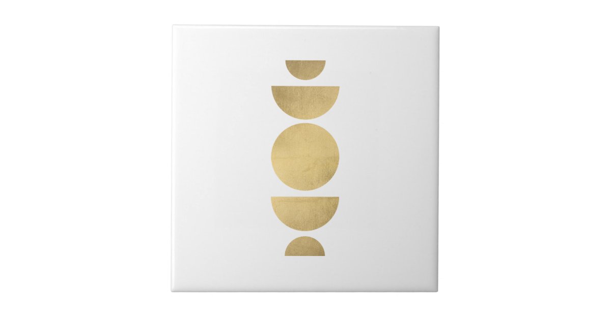 Mid-century Modern Abstract Moon Phases White Ceramic Tile | Zazzle