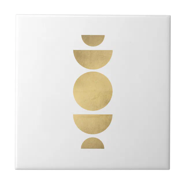 Mid-century Modern Abstract Moon Phases White Ceramic Tile | Zazzle