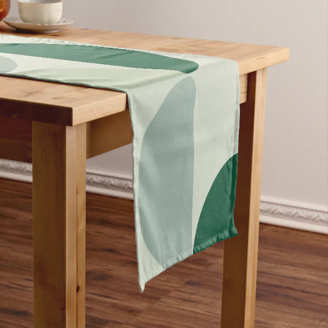 Mid Century Modern Abstract Pattern Sage Green Short Table Runner | Zazzle